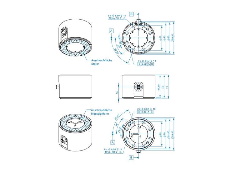 K3A100 3-Axis force sensor - ME-Systems | ME-Measuring Systems