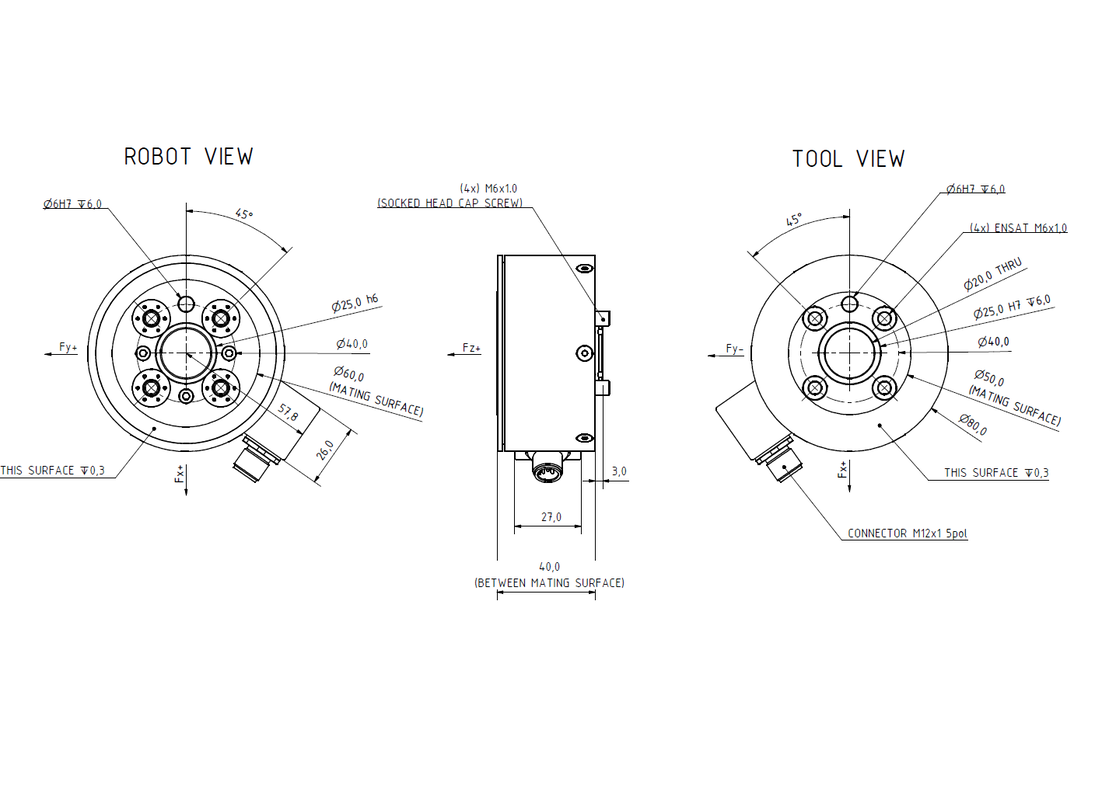 F6D80-40e 6-Axis force/torque sensor - ME-Systeme | ME-Measuring Systems