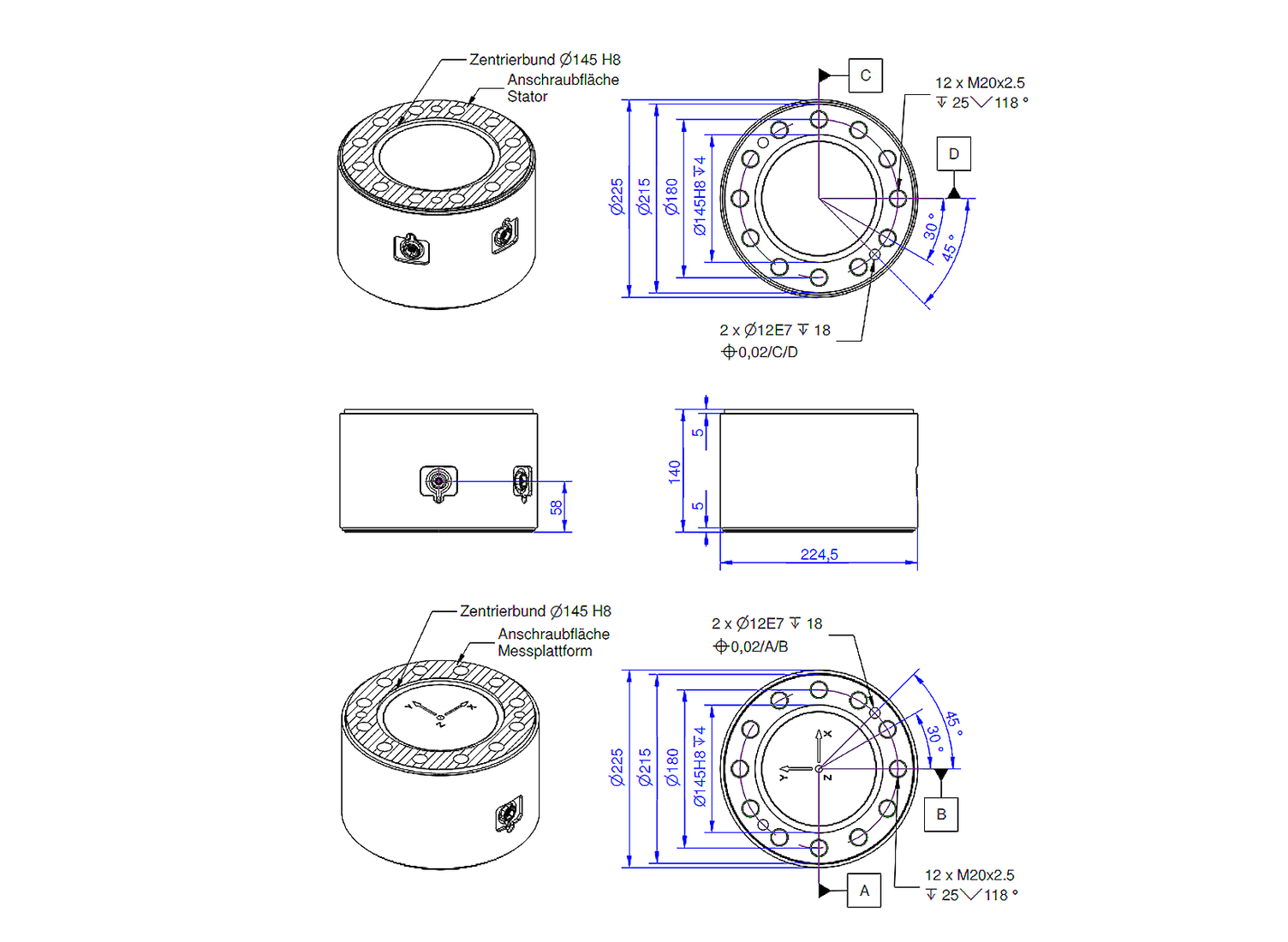 K6D225 6-Axis force/torque sensor - ME-Systems | ME-Measuring Systems