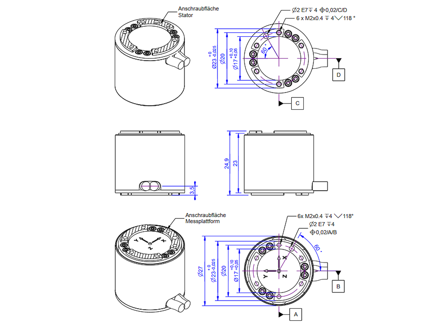 K6D27 6-Axis force/torque sensor - ME-Systeme | ME-Measuring Systems